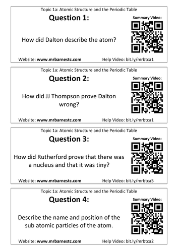 GCSE Chemistry Flash Cards - Atomic Structure and the Periodic Table ...