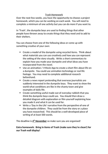 'Trash' by Andy Mulligan - Fully resourced scheme of work for a ...