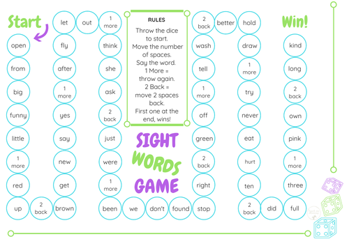 Sight words & CVC Words Dice Game | Teaching Resources