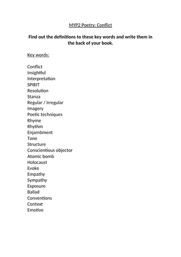 Conflict Poetry | Teaching Resources