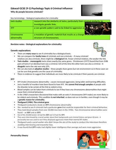 Edexcel 9-1 GCSE Psychology Criminal Psychology revision booklet ...