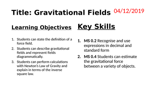Gravitational Fields Complete A-Level Topic | Teaching Resources