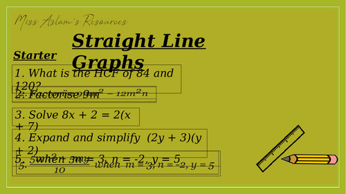 GCSE Maths (9 - 1) Straight Line Graphs | Teaching Resources