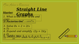 GCSE Maths (9 - 1) Straight Line Graphs | Teaching Resources