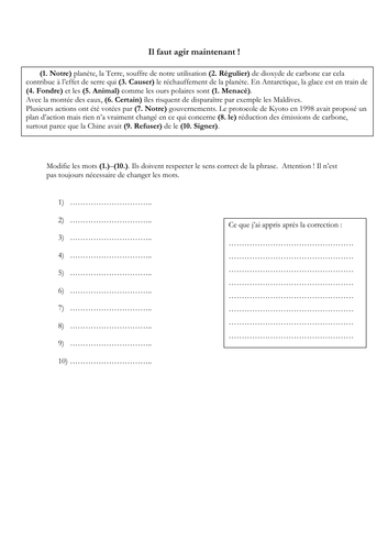 French - iGCSE reading - writing skills (exam style questions ...