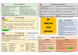 French - iGCSE / GCSE photo description (mat) | Teaching Resources