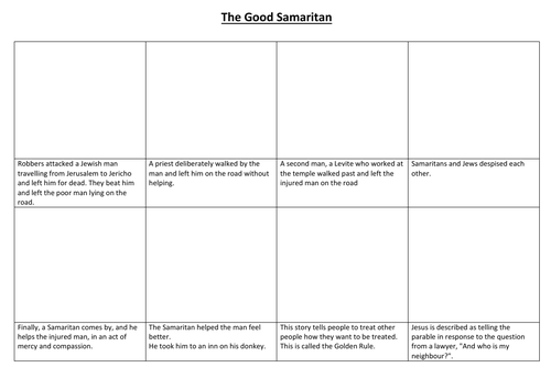 The Good Samaritan Comic Strip and Storyboard | Teaching Resources