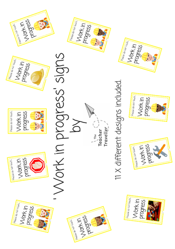 'Work in progress' Signs | Teaching Resources