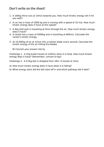 KS3 Kinetic Energy | Teaching Resources