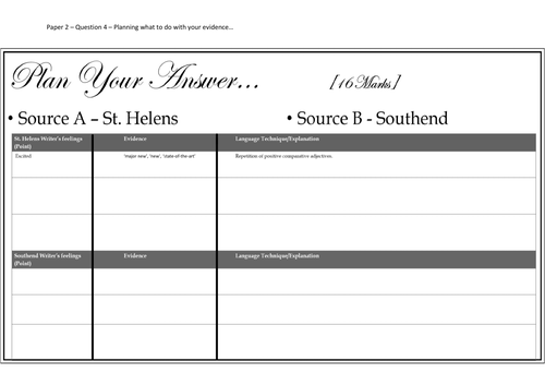 AQA 8700/2 GCSE English Language Paper 2 Question 4 Comparisons ...