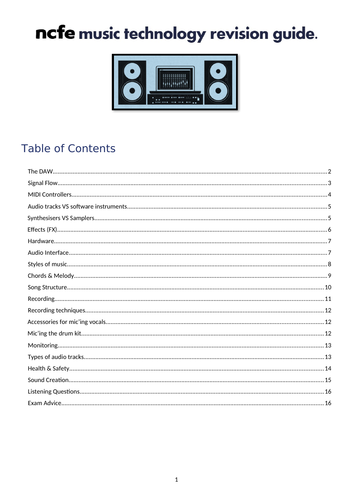 NCFE Music Technology Revision Guide | Teaching Resources