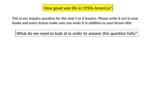 Post War USA - SOW | Teaching Resources