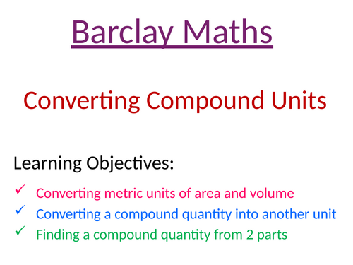 Compound Quantities and Units | Teaching Resources