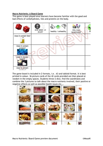 fats carbs proteins Macronutrients game | Teaching Resources