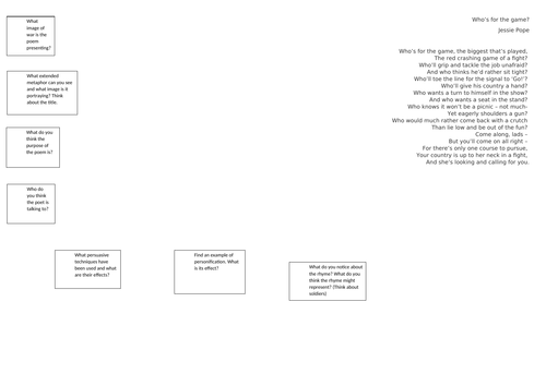 War and Conflict poetry | Teaching Resources