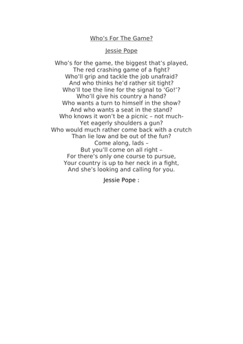 War and Conflict poetry | Teaching Resources