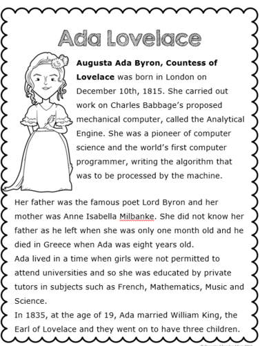 Women in Science Research Task - Ada Lovelace | Teaching Resources