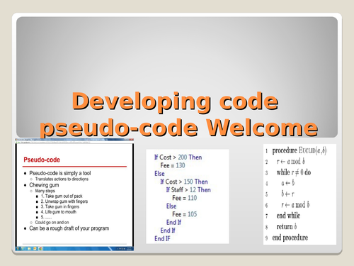 Developing code using pseudo-code | Teaching Resources