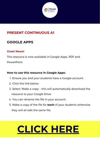Present Continuous ESL Lesson Plan A1 Beginner | Teaching Resources