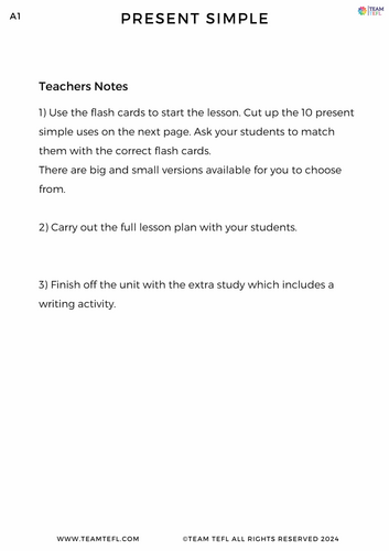 Present Simple ESL Lesson Plan A1 Beginner | Teaching Resources