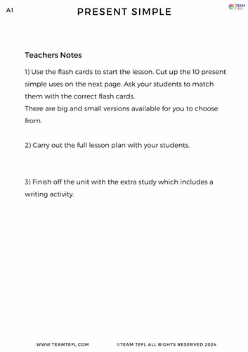 Present Simple ESL Lesson Plan A1 Beginner | Teaching Resources