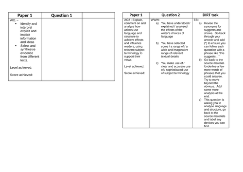 Smarter Marking Language AQA Paper 1 and 2 printable stickers to save ...