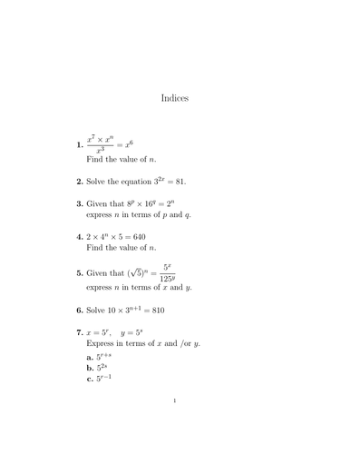 Indices-harder questions worksheet no 2 (with detailed solutions ...