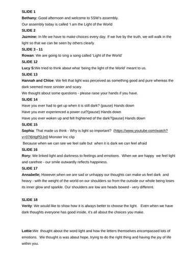 LIght of the World - Assembly script and presentation | Teaching Resources