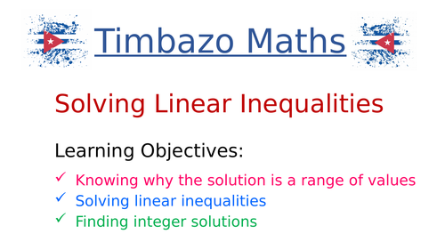 Solving Linear Inequalities | Teaching Resources
