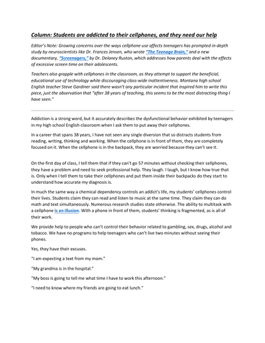 Year 9, 10 and 11 PSHE - Smartphone addiction | Teaching Resources