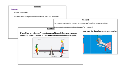 AQA Physics paper 2 revision - moments | Teaching Resources