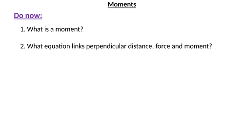 AQA Physics paper 2 revision - moments | Teaching Resources