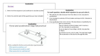 AQA Physics paper 2 revision - Acceleration with required practical ...