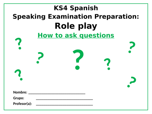 Spanish -Role play how to ask questions | Teaching Resources