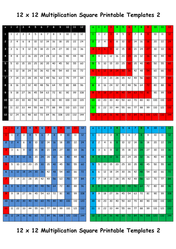 12 X 12 Multiplication Squares - Printable Sheets | Teaching Resources