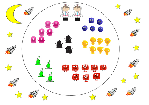 Space Countinng to 10 Worksheet | Teaching Resources