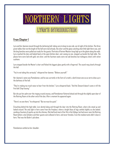Northern Lights - Lyra's Developing Character! | Teaching Resources
