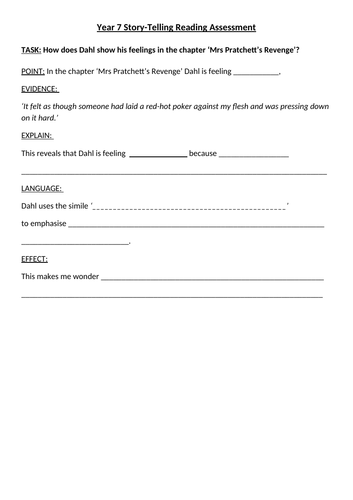 Mrs Pratchett’s Revenge’ Roald Dahl - Reading Assessment | Teaching ...