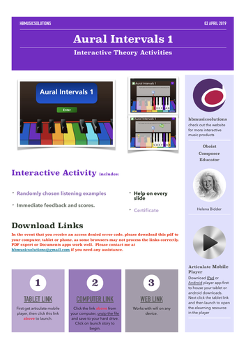 Aural Intervals 1 Music KS2/KS3 Interactive Activity Ages 8 - 13 ...