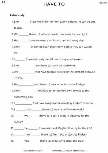 Modal Verb Have to A2 ESL Lesson Plan | Teaching Resources