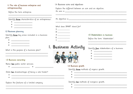 GCSE Business Studies Business Activity Revision Poster OCR | Teaching ...