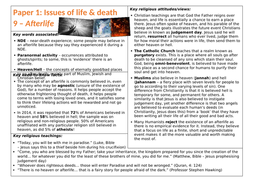 Eduqas GCSE RS Revision (P1: Issues of Life and Death) | Teaching Resources