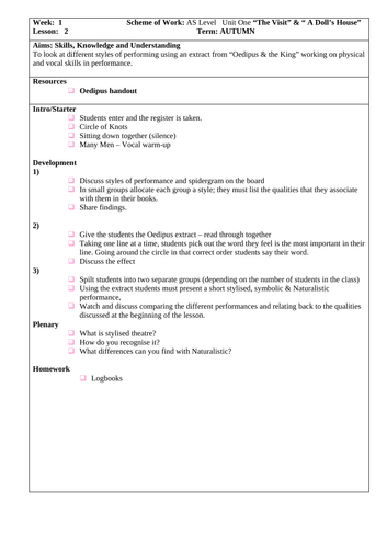 The Visit & A Dolls House - Ibsen and Durrenmatt- A Level Drama 17 ...