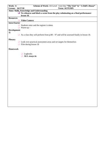 The Visit & A Dolls House - Ibsen and Durrenmatt- A Level Drama 17 ...