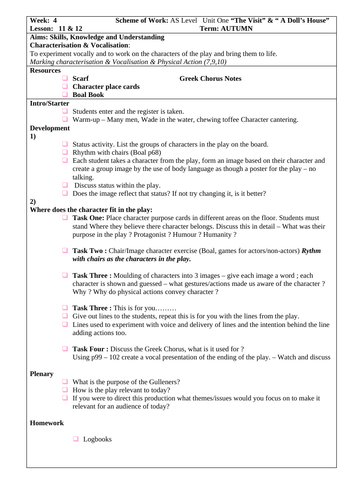 The Visit & A Dolls House - Ibsen and Durrenmatt- A Level Drama 17 ...