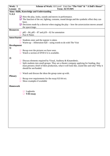 The Visit & A Dolls House - Ibsen and Durrenmatt- A Level Drama 17 ...