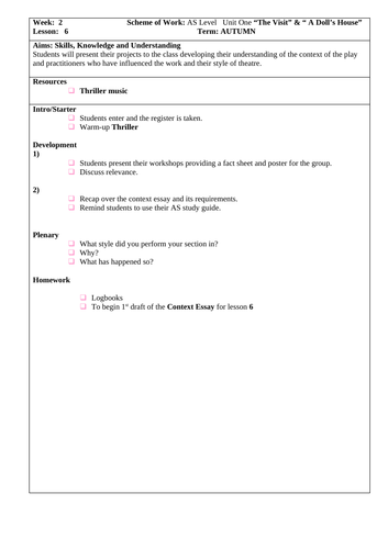 The Visit & A Dolls House - Ibsen and Durrenmatt- A Level Drama 17 ...
