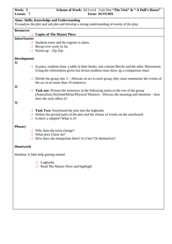 The Visit & A Dolls House - Ibsen and Durrenmatt- A Level Drama 17 ...
