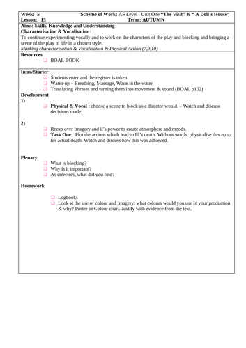 The Visit & A Dolls House - Ibsen and Durrenmatt- A Level Drama 17 ...