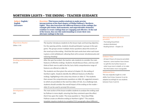 Northern Lights - The Ending! | Teaching Resources